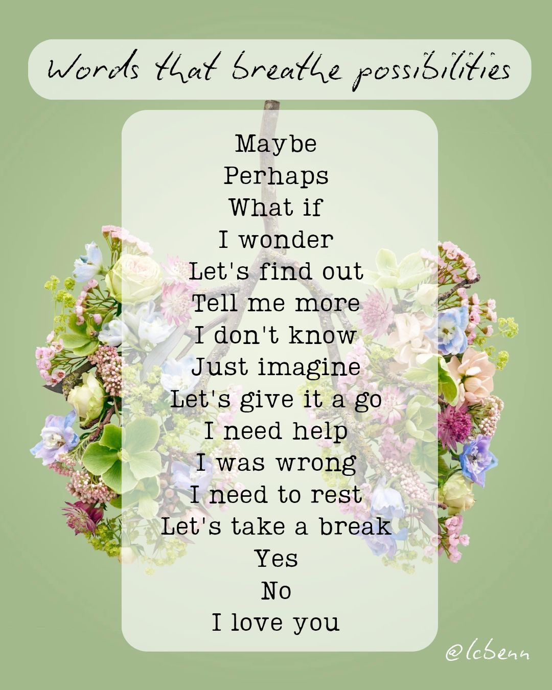 Words That Breathe Possibilities – Laura Benn